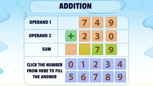 Juego de suma de matemáticas en línea para niños de escuela secundaria ...
